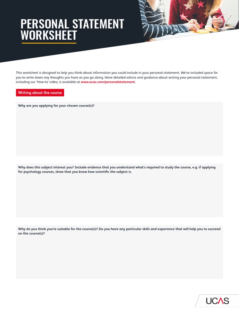 Ucas Personal Statement Worksheet | PDF