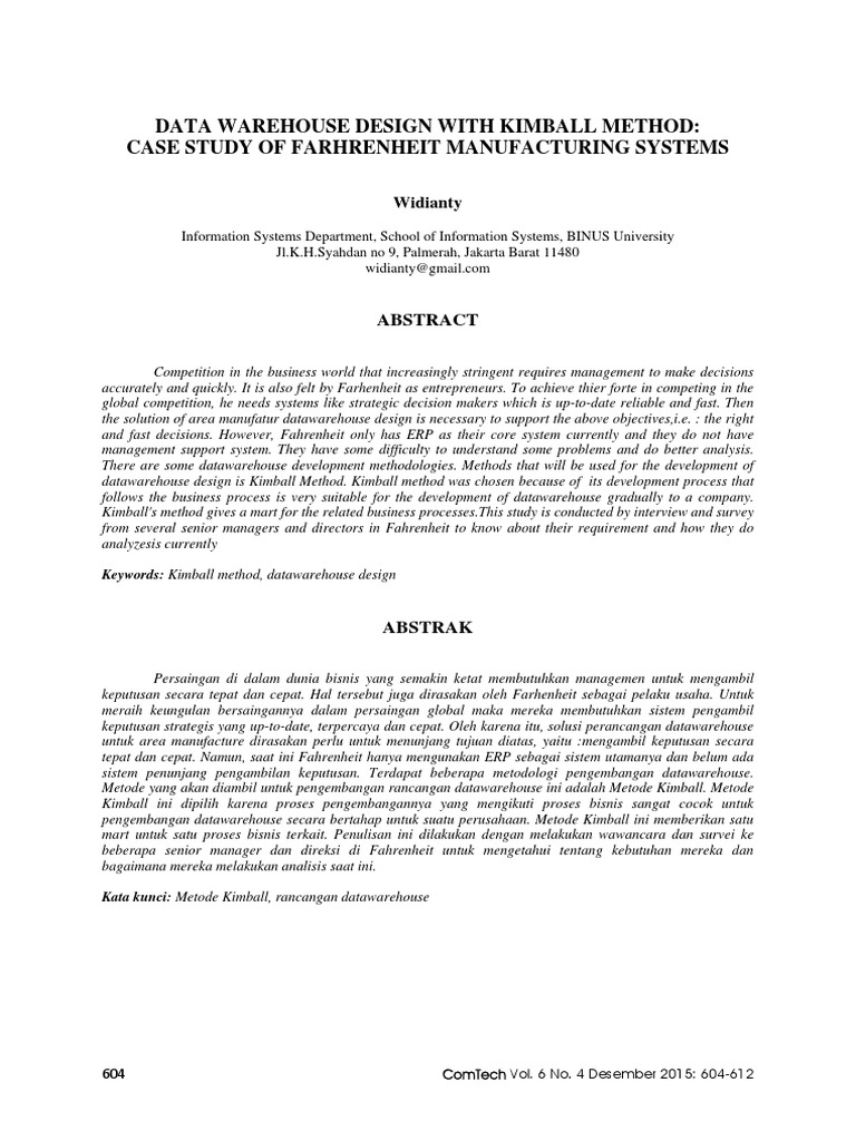 ID Data Warehouse Design With Kimball Methodology | PDF | Data ...