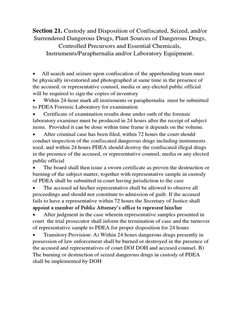 Section 21 RA 9165 | PDF