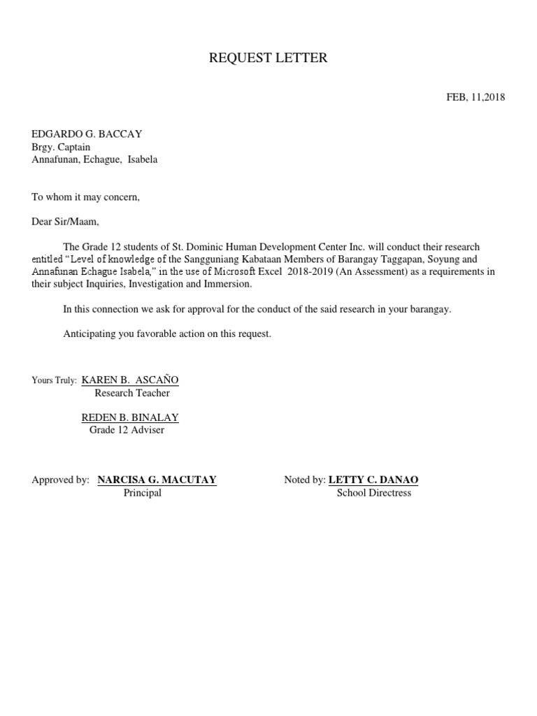 Research Approval Request Letter | PDF | Sports & Recreation | Social ...
