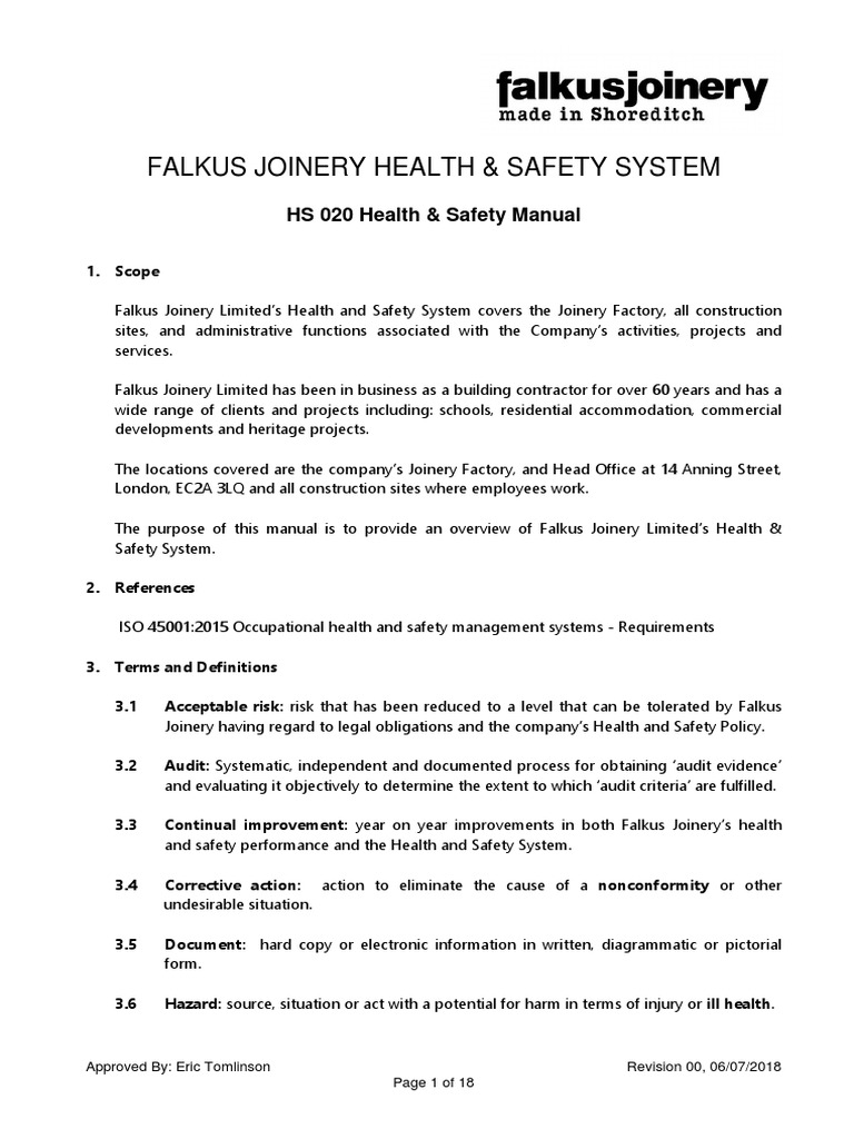 ISO 45001 Manual-Rev-00-06-07-2018-1 | Occupational Safety And Health ...