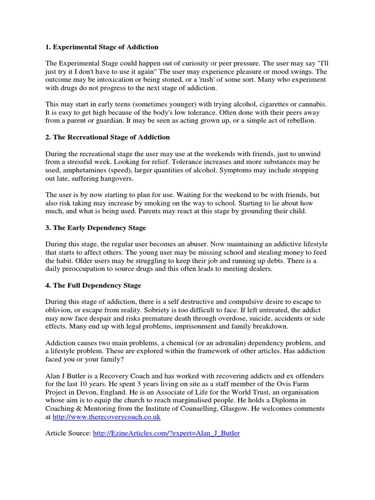 4 Stages of Addiction | PDF | Substance Abuse | Clinical Psychology