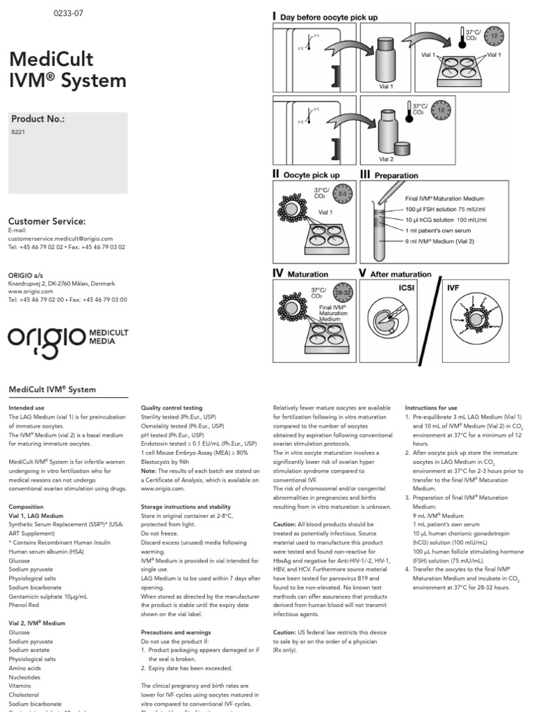 Ivm Protocol Medicult 1 | PDF | In Vitro Fertilisation | Fertility