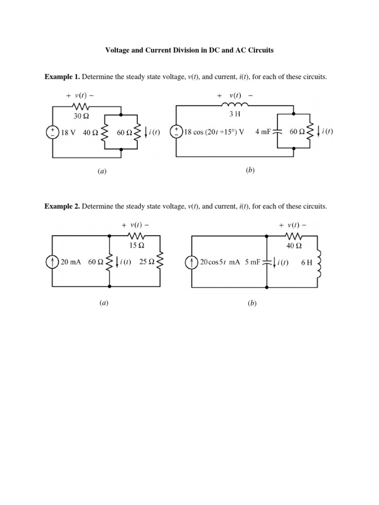 Voltage and Current Division in DC and AC Circuits | PDF | Electrical ...
