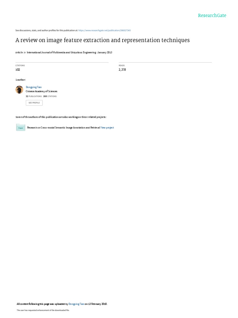 Image Feature Extraction Techniques Review | PDF | Texture Mapping | Shape