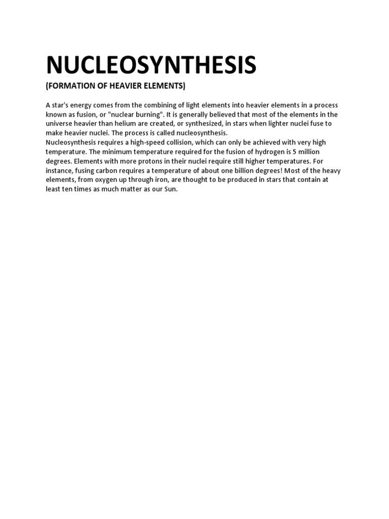 Nucleosynthesis PDF | PDF