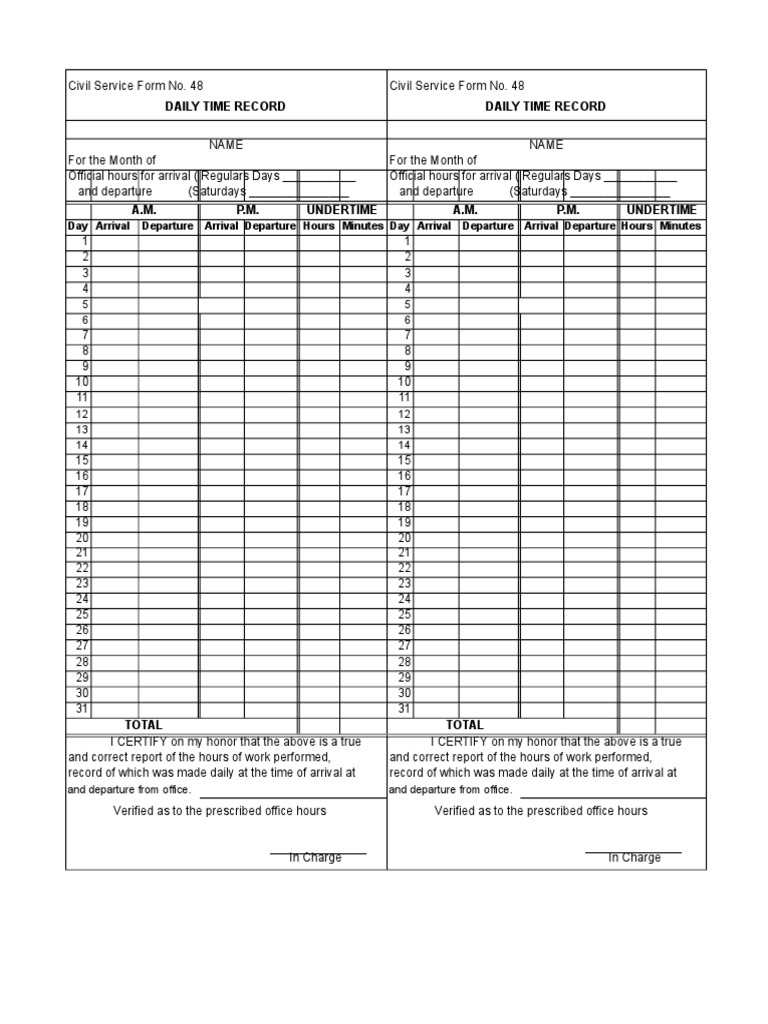 Daily Time Record Daily Time Record | PDF | Business