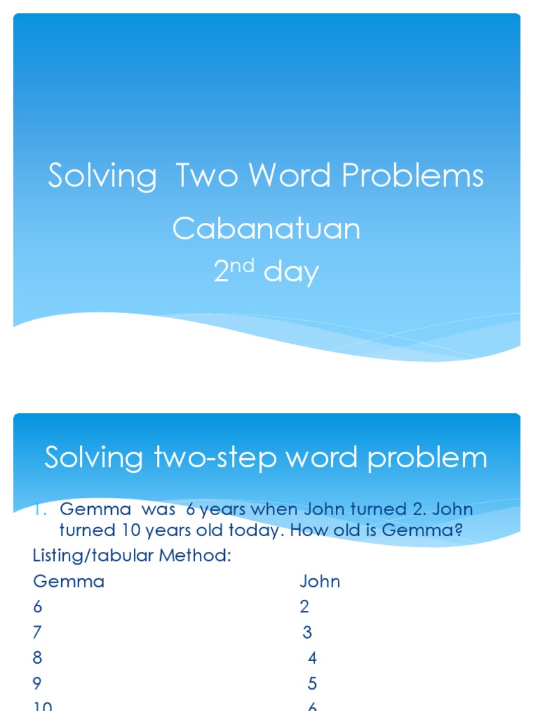 1 Solving Two Word Problems | PDF | Teaching Mathematics | Cognition
