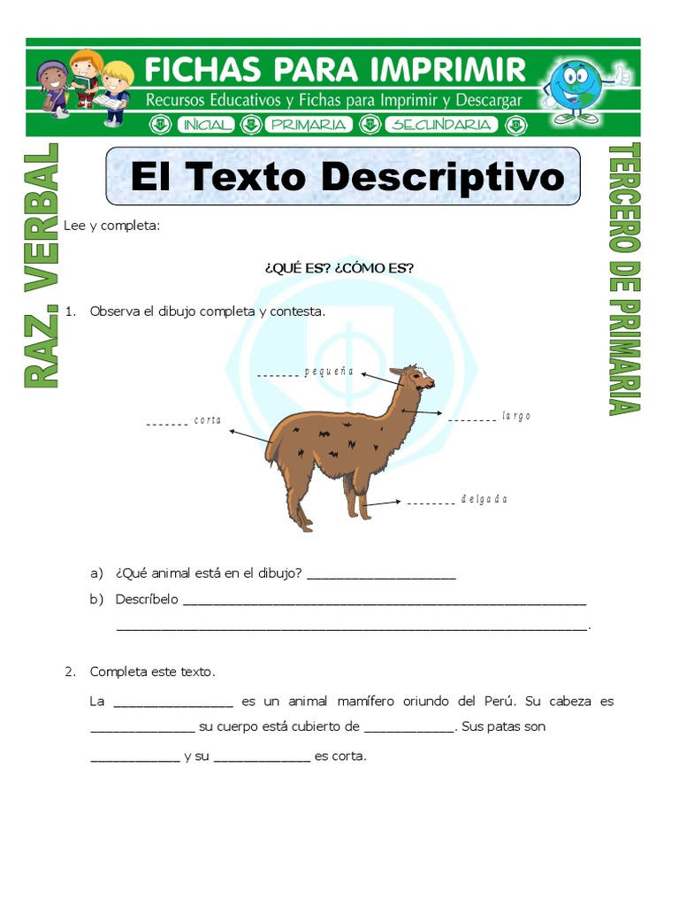 Ficha-El-Texto-Descriptivo-para-Tercero-de-Primaria.doc | Naturaleza
