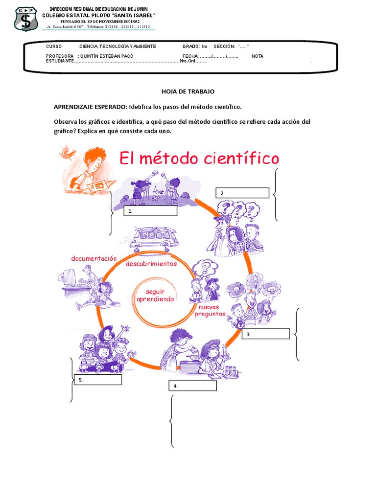 Hoja de Trabajo: Método Científico | PDF | Aprendizaje | Cognición