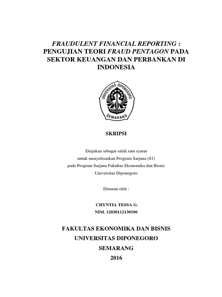 Fraudulent Financial Reporting Pengujian Teori Fraud Pentagon Pada ...
