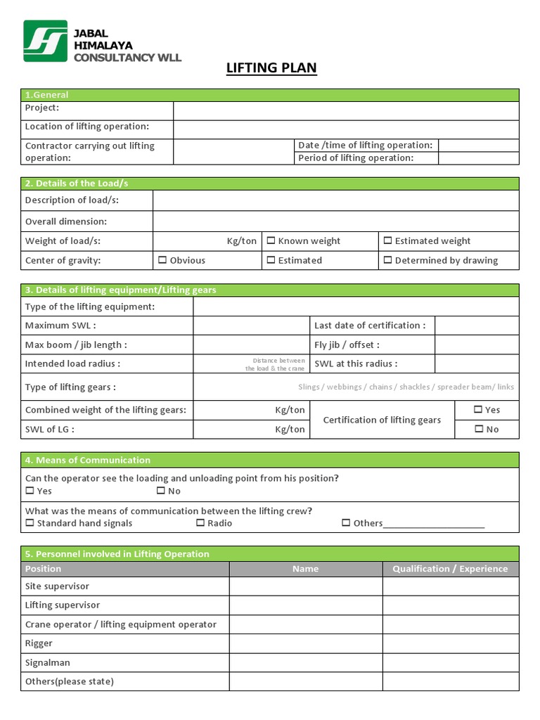 Lifting Plan Sheet | PDF | Crane (Machine) | Nature