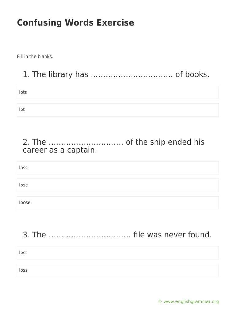 Confusing Words Exercise | PDF