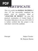 Class XII Chemistry Investigatory Project Analysis of Honey | PDF ...