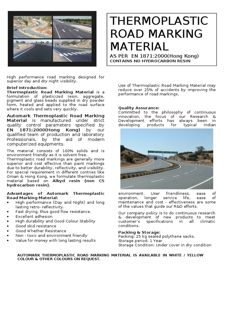 Road Marking Material | PDF | Thermoplastic | Chemistry