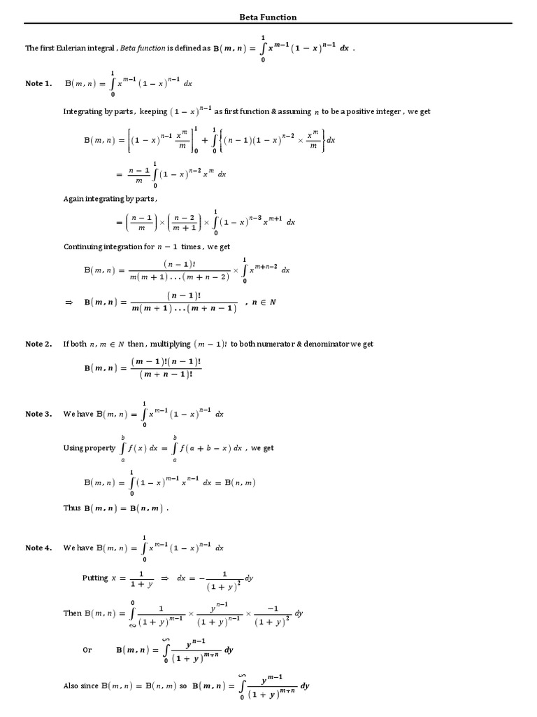 Beta Function | PDF | Integral | Complex Analysis
