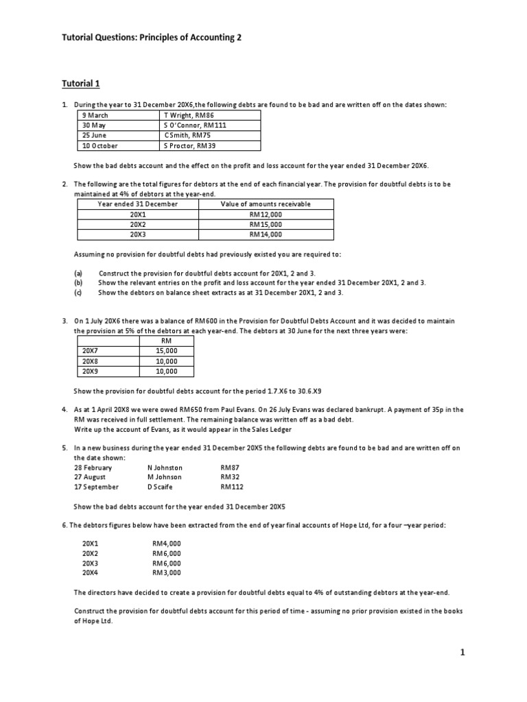 Tutorial Principles of Accounting 1 | PDF | Debits And Credits | Accounting
