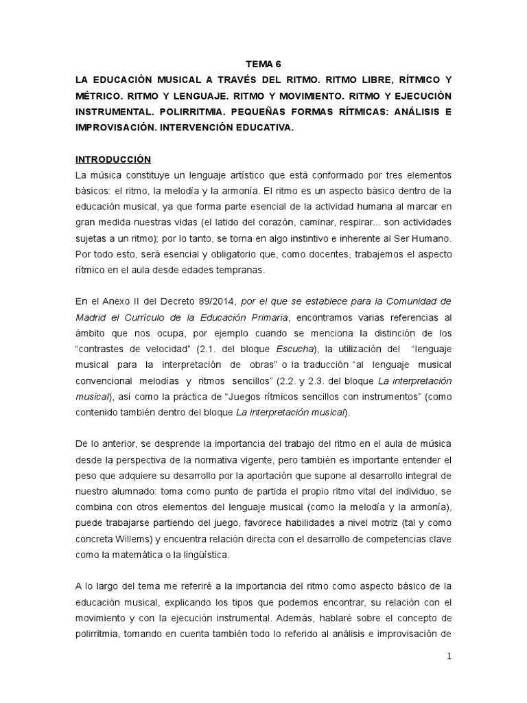 Tema 06 | PDF | Ritmo | Tempo