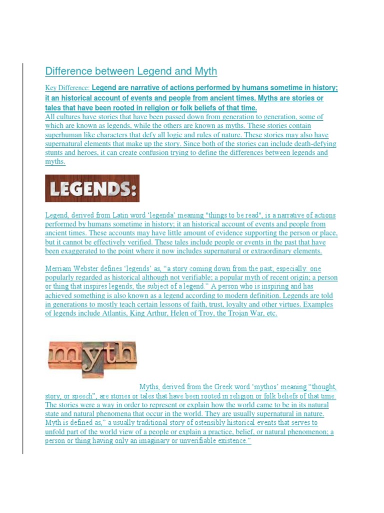 Difference Between Legends and Myths | PDF | Greek Mythology | Legends