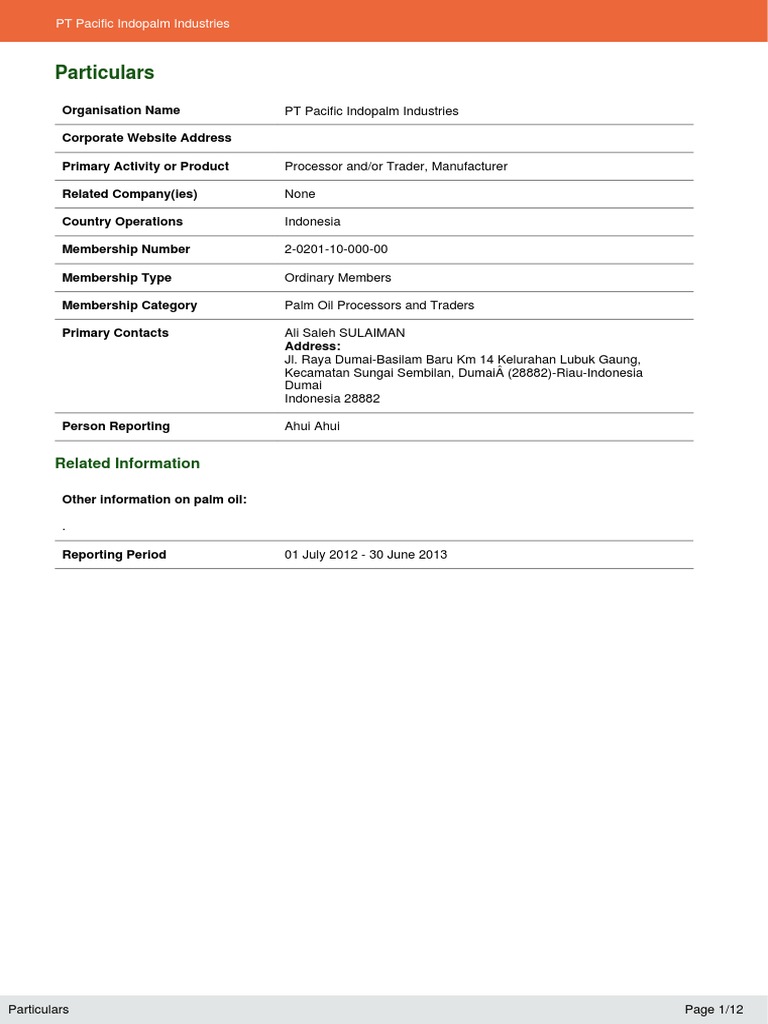 Pt Pacific Indopalm Industries Pdf Palm Oil Carbon Footprint