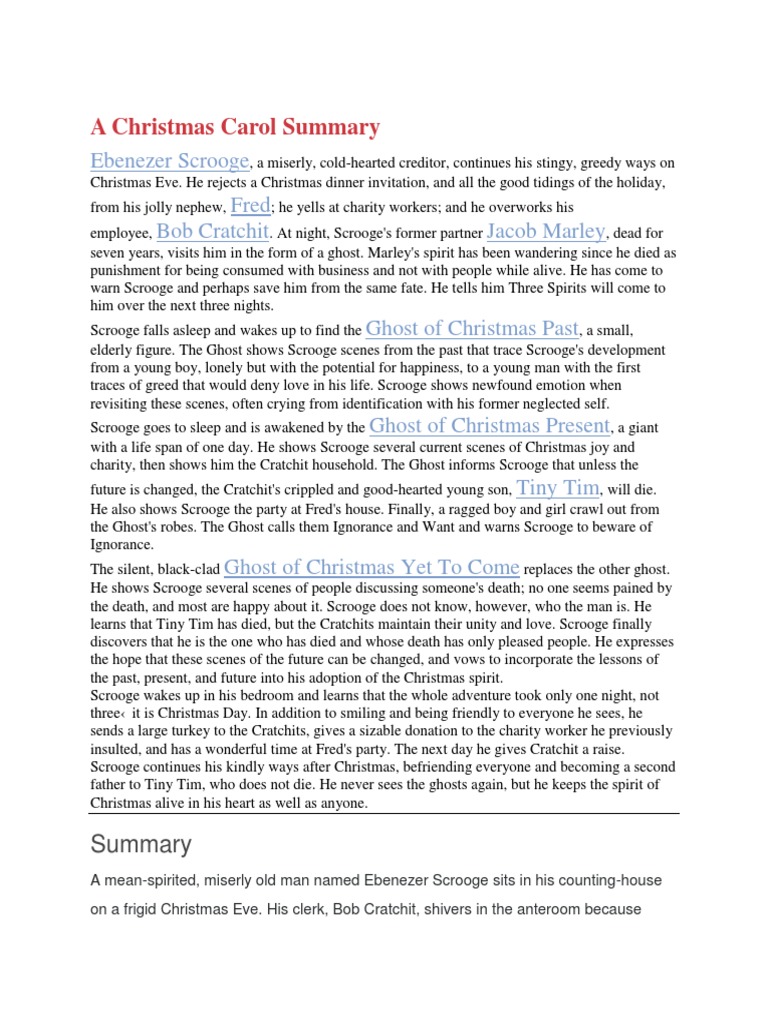 A Christmas Carol Summary | PDF | Ebenezer Scrooge | A Christmas Carol