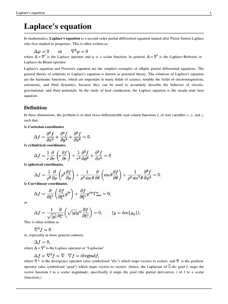 Laplace's Equation | PDF | Mathematical Concepts | Mathematical Analysis