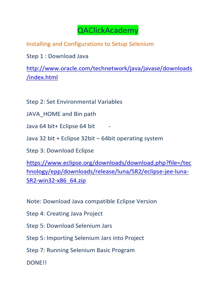 Selenium Setup Guide for Beginners | PDF