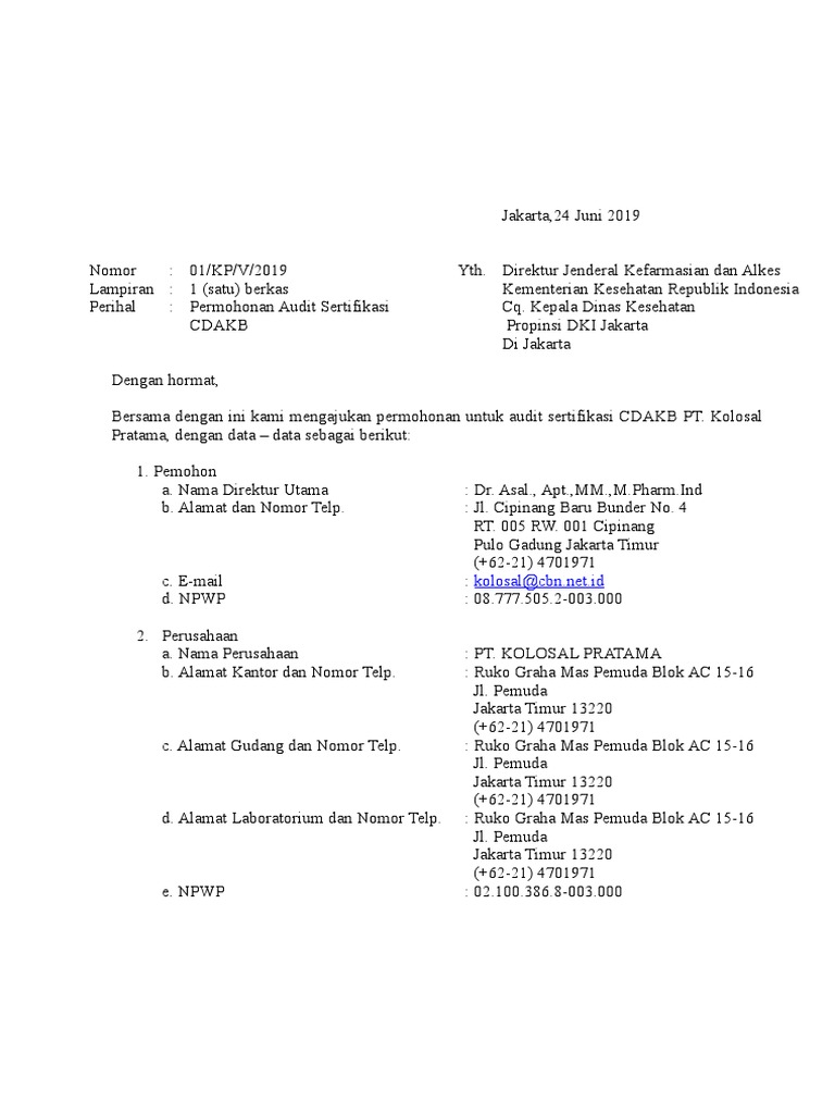 Surat Permohonan Cdakb | PDF