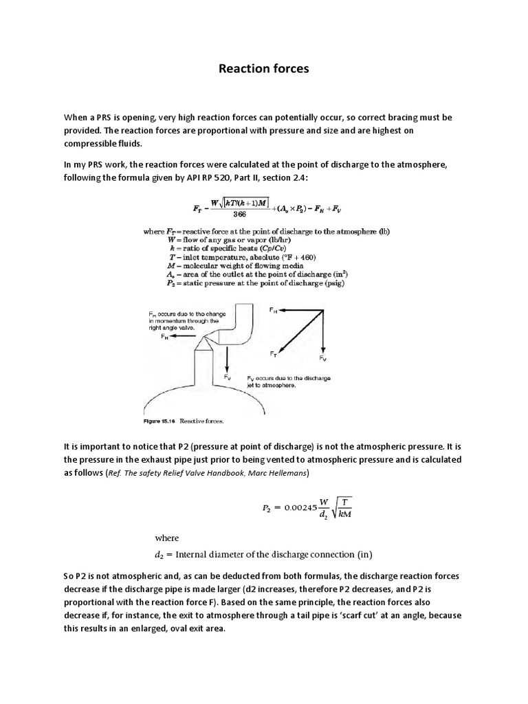 PSV Reaction Force Calculations | PDF | Pressure | Force