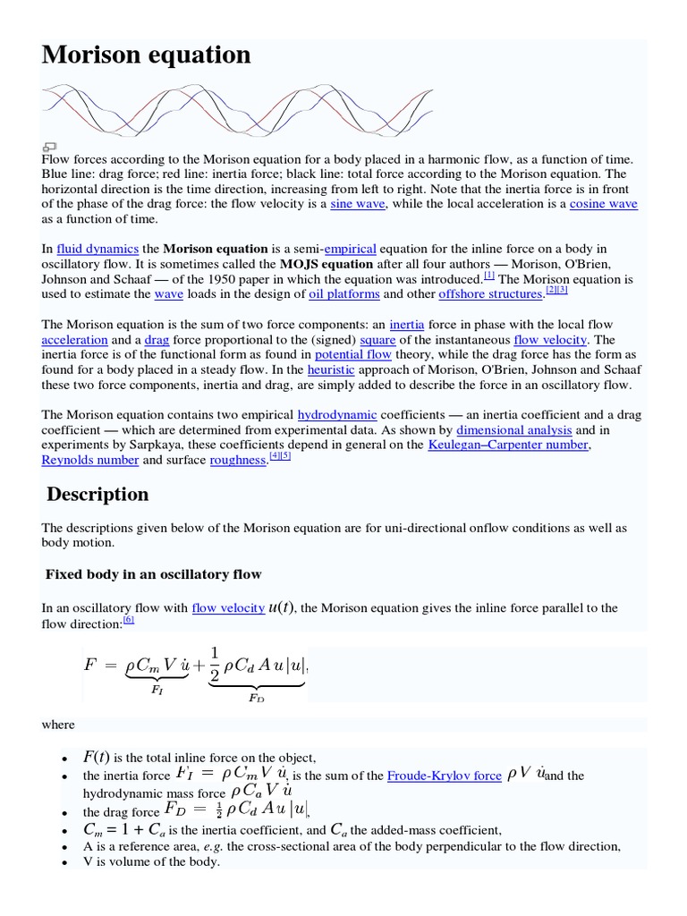 Morison Equation in Oscillatory Flow | PDF | Fluid Dynamics | Natural ...
