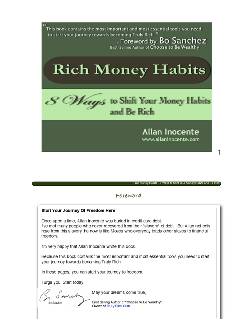 Rich Money Habits - 8 Ways To Shift Your Money Habits and Be Rich Ebook ...