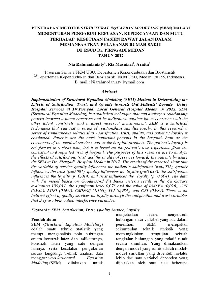 ID Penerapan Metode Structural Equation Modeling Sem Dalam Menentukan Pengaruh Kepu PDF | PDF ...