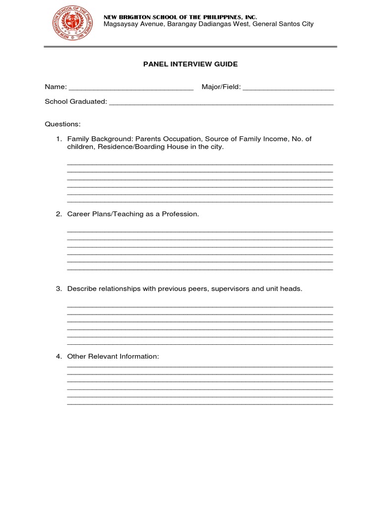 Panel Interview Guide | PDF