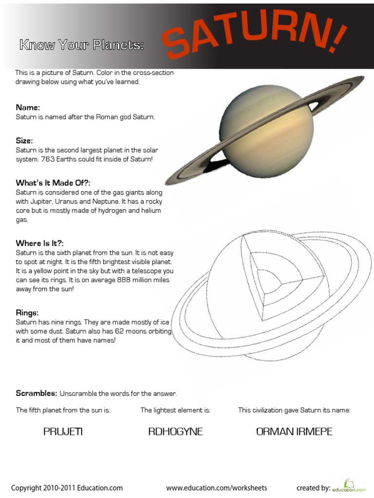 Planets Saturn Pdf
