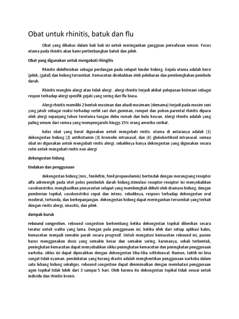 Obat Untuk Rhinitis | PDF | Pengembangan Diri | Kesehatan Holistik