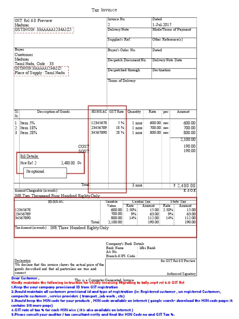 GST Tally Invoice Format Final | PDF | Invoice | Value Added Tax