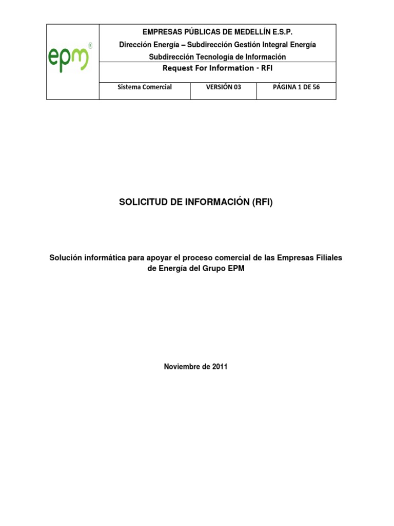 RFI Ejemplo | PDF | Software | Marketing