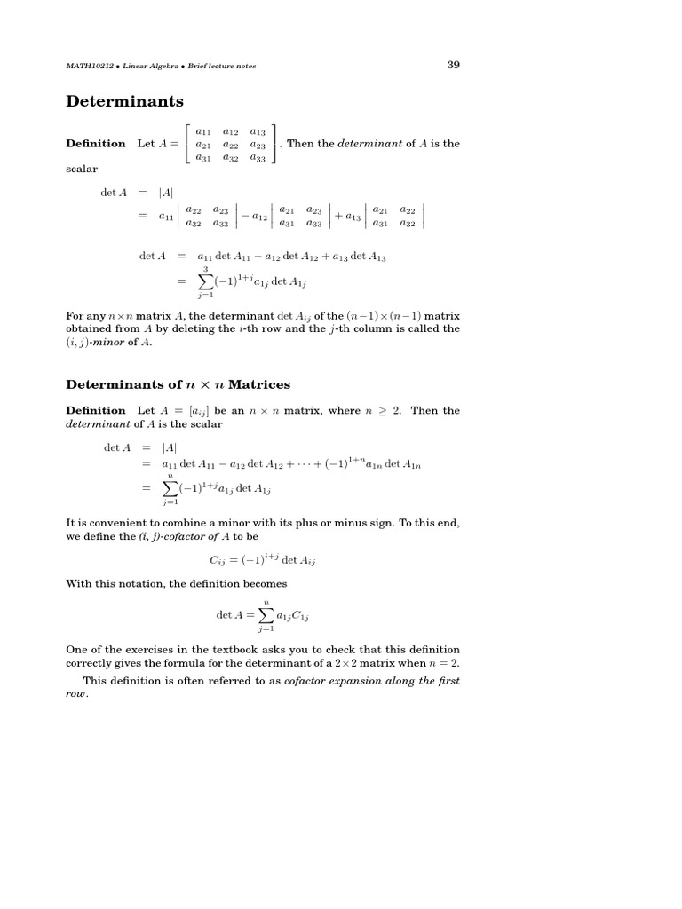 Determinants PDF | Download Free PDF | Determinant | Matrix (Mathematics)