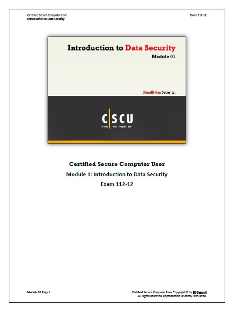 CSCUv2 Module 01 Introduction To Data Security PDF | PDF