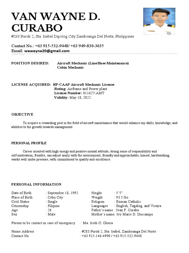 Curriculum Vitae | PDF | Aviation | Aircraft