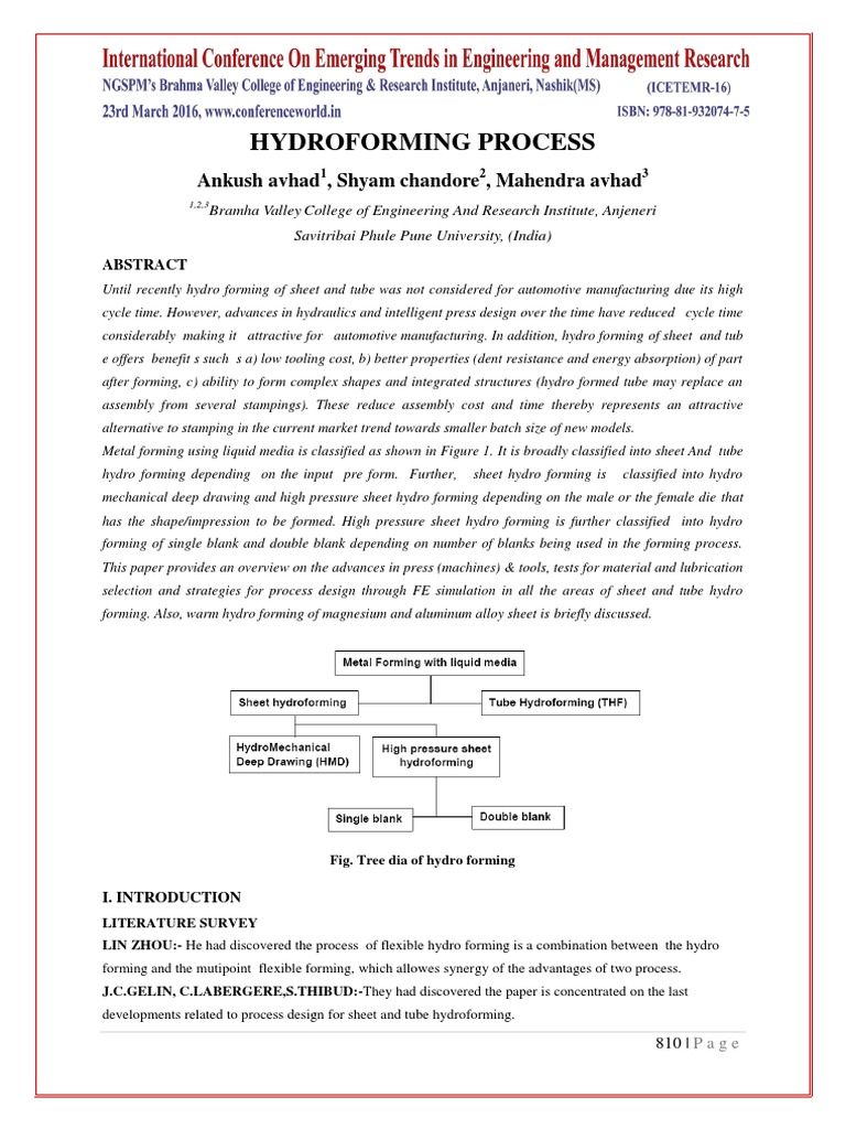 Advances In Hydroforming Process An Overview Of Sheet And Tube