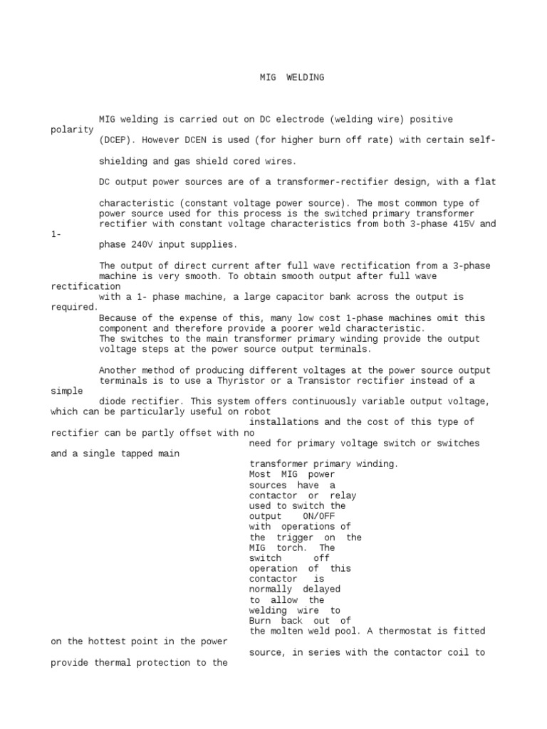 MIG Welding Class Notes | Download Free PDF | Rectifier | Welding