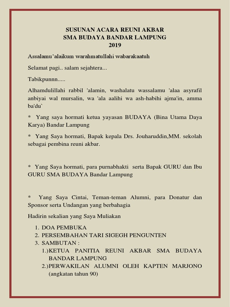 Susunan Acara Reuni Akbar | PDF