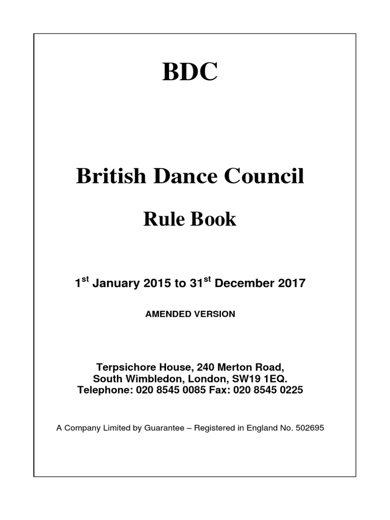 BDC Rulebook | PDF | Ballroom Dance | United Kingdom