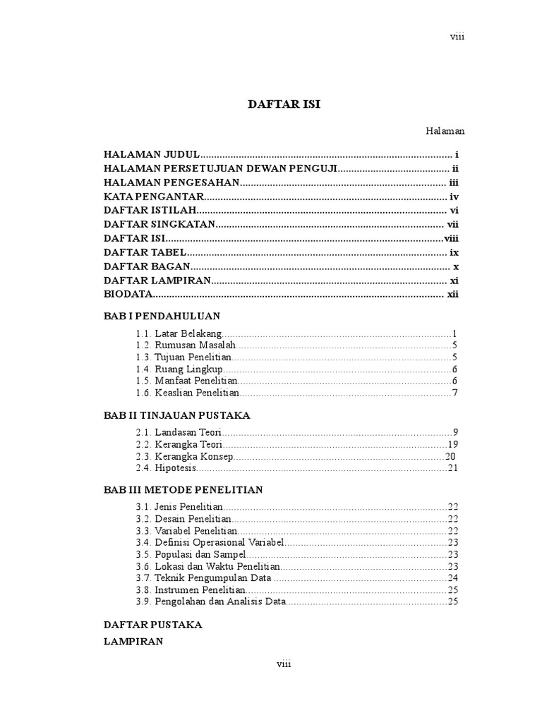DAFTAR ISI Proposal | PDF