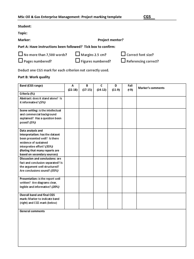 OGEM MSC 2018 Marking Template (1953) | PDF