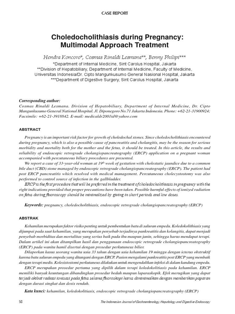 en Choledocholithiasis During Pregnancy Mul | PDF | Gallbladder ...