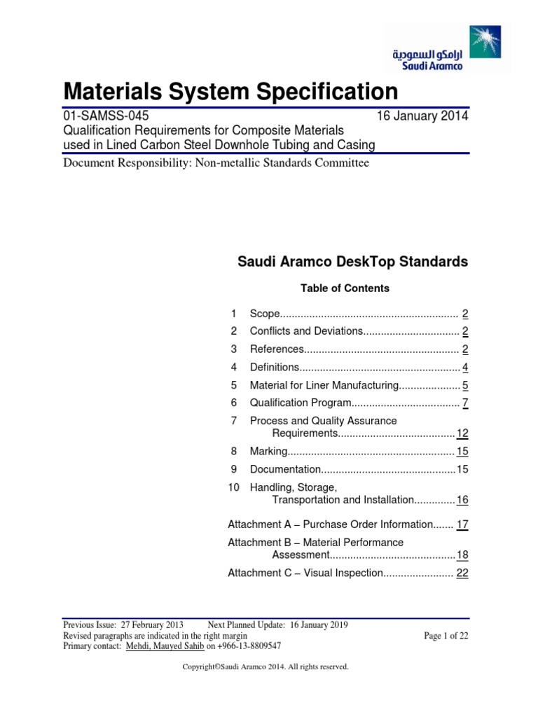 Materials System Specification | PDF | Pipe (Fluid Conveyance) | Composite Material