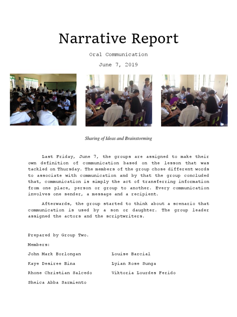 Narrative Report in Oral Com | PDF