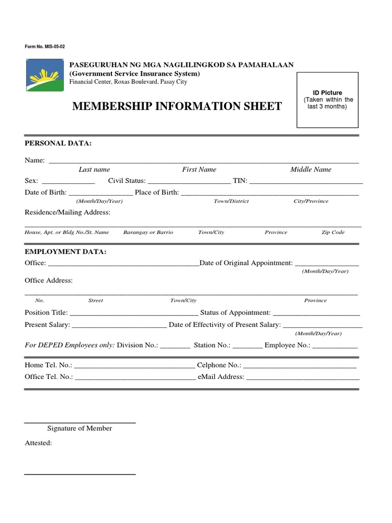 Forms Members Information Sheet | PDF | Government | Business